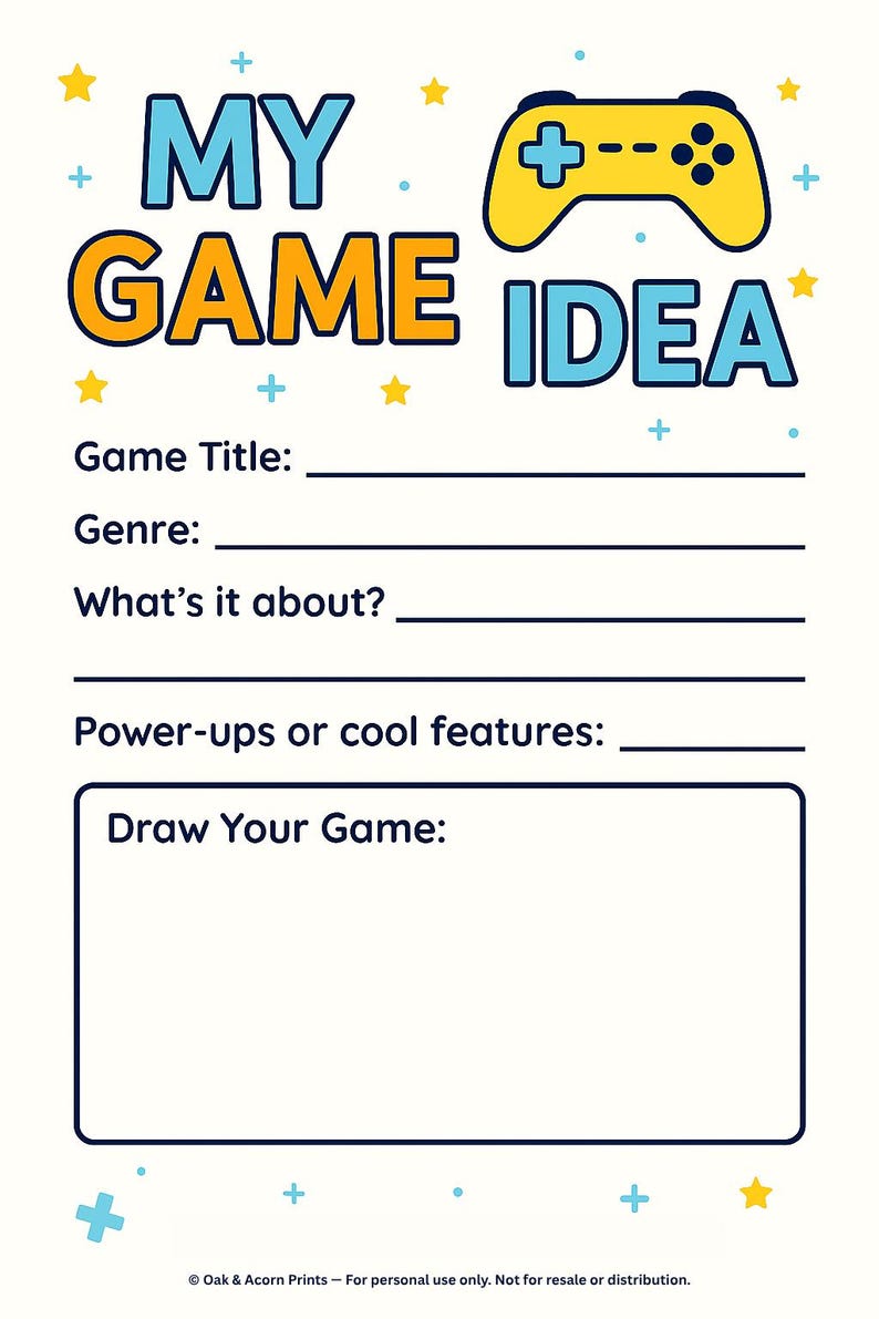 Gaming Journal for Kids: 5 Printable Game Review Worksheets (digital ...