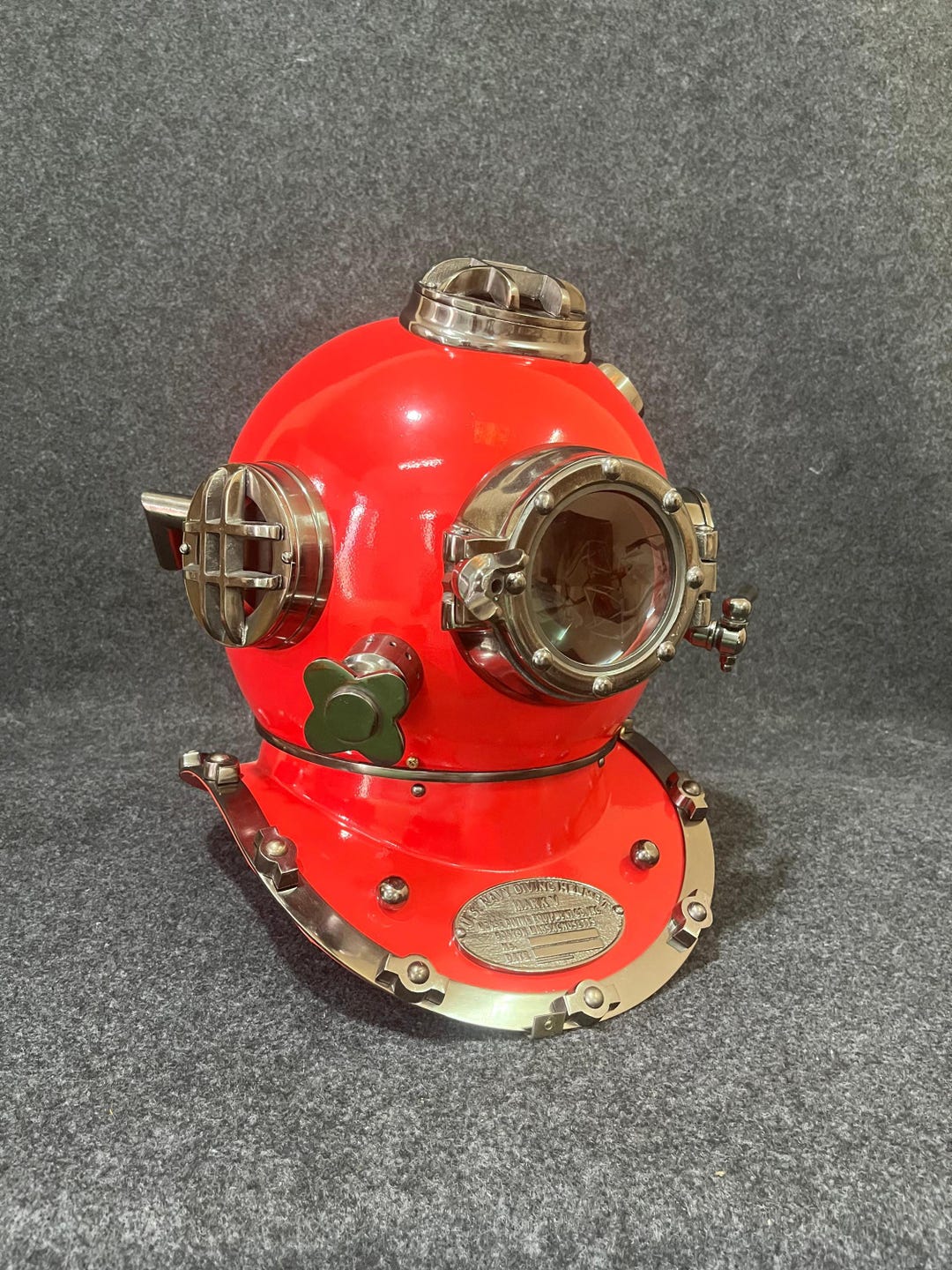 Vintage US Navy Diving Helmet Replica – Red Nautical Deep Sea Diver ...
