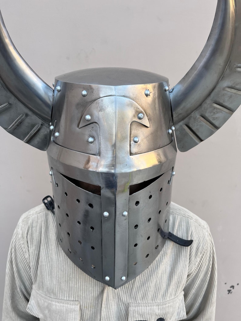 Medieval Teutonic Knight Helmet With Horns | 18 Gauge Steel Templar ...
