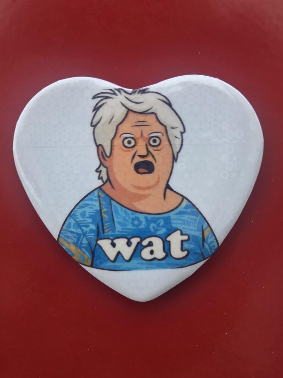 Wat Lady Meme Holographic Heart Magnet or Pin - Etsy UK