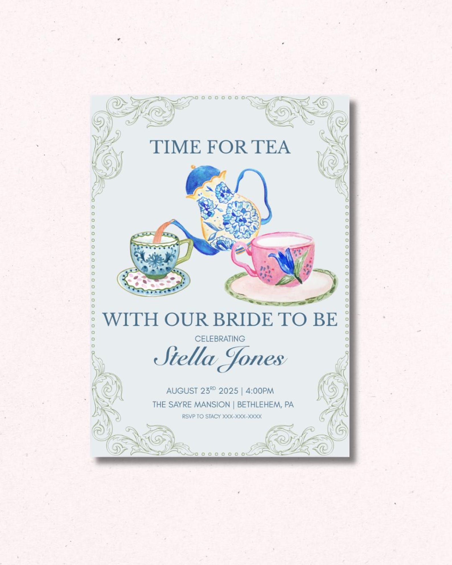 Time for Tea Bridal Shower Invitation Template - Etsy