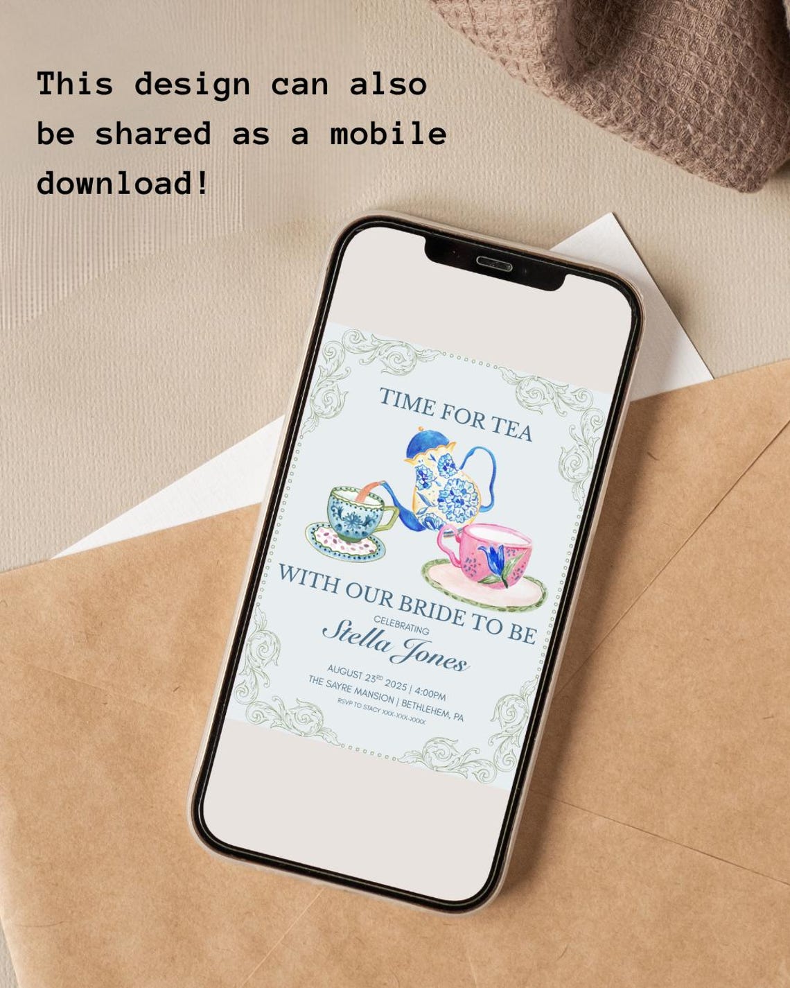 Time for Tea Bridal Shower Invitation Template - Etsy