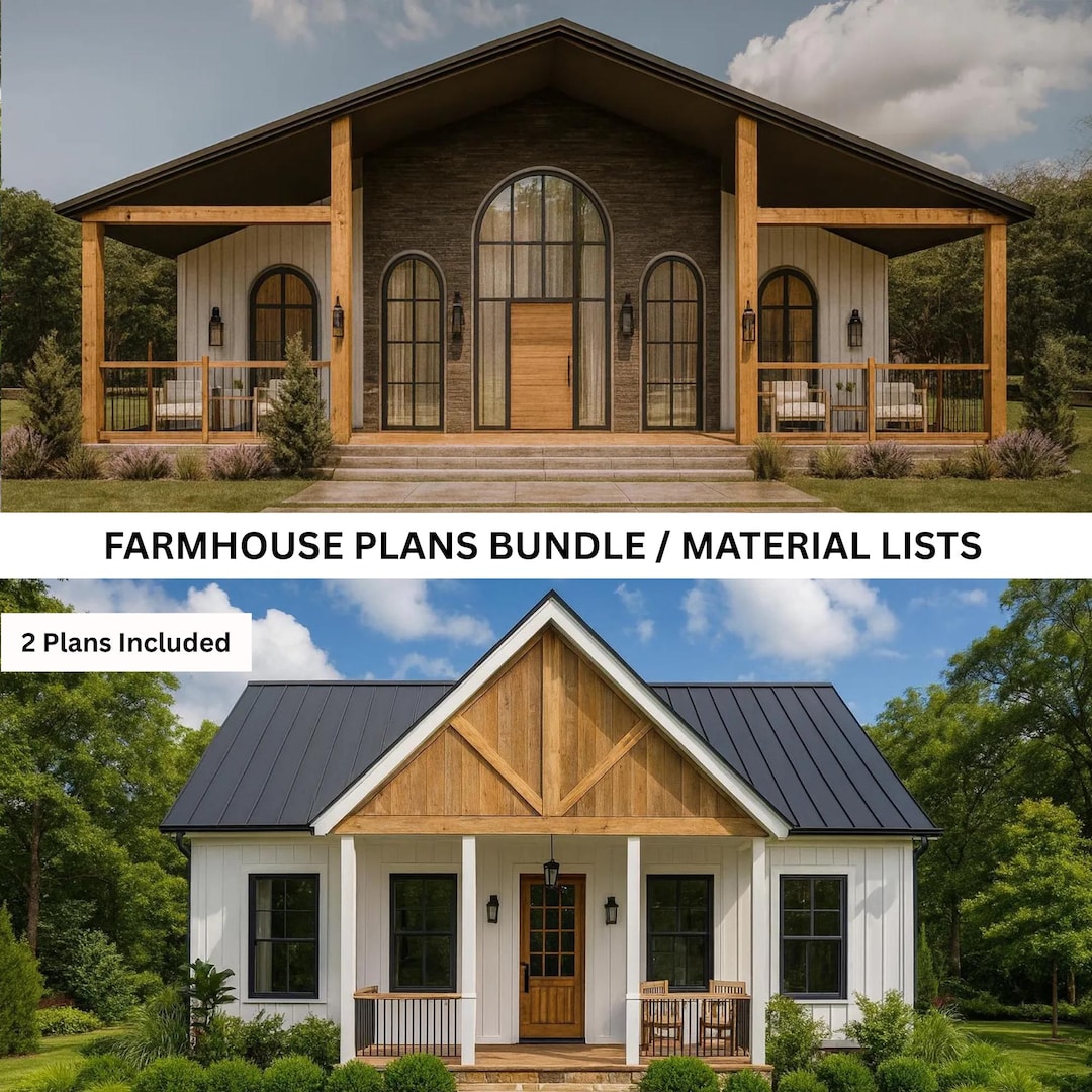 Modern Farmhouse Plan Bundle | 2 Home Designs, Construction Ready ...