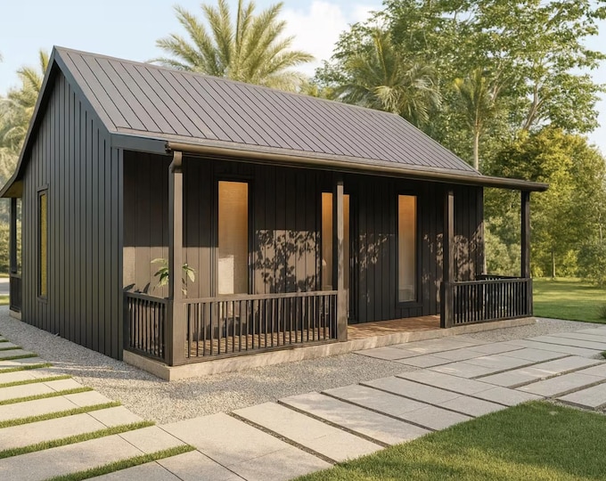 26’x36’ Lean Cabin Architectural Full Set Plan, Modern Cottage ...