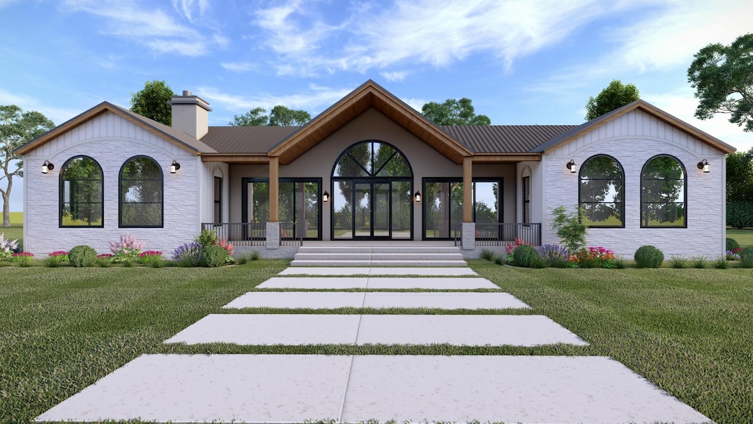 Contemporary Single-story Home Plan – 3 Beds, 3 Baths, Open Concept ...
