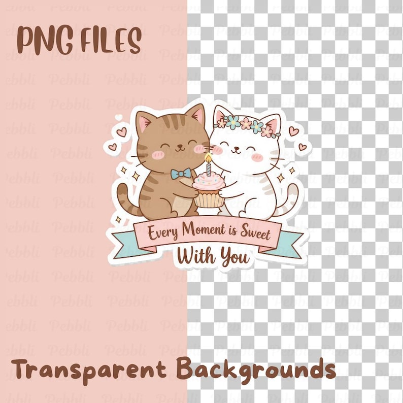 Valentine Cat Couple, Cute Kitten Love Sticker, Romantic Animal Quote ...