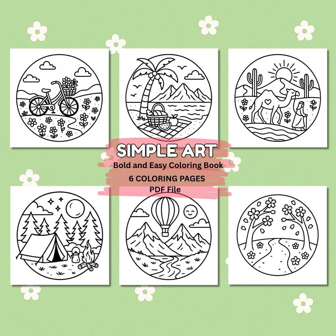 Simple Art Coloring Pages: Bold Designs for Adults & Kids (PDF Download ...
