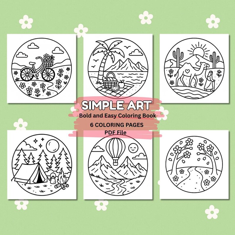 Simple Art Coloring Pages: Bold Designs for Adults & Kids (PDF Download ...