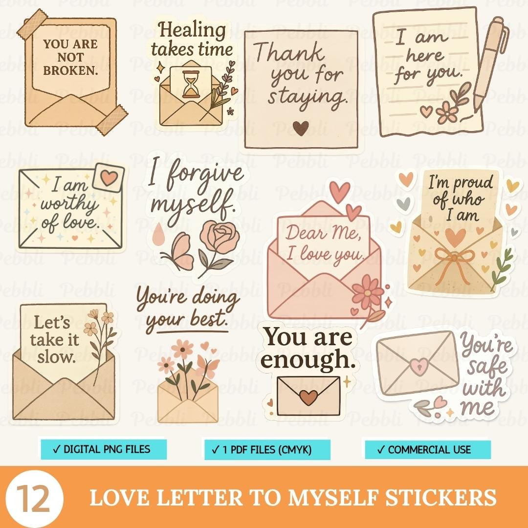 Self Love Sticker Bundle – Positive Affirmation Pngs | Printable for ...