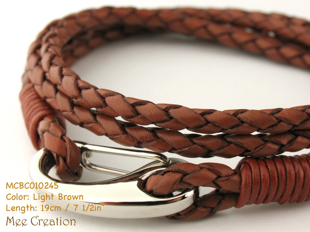 MCBC010245 3mm Genuine Braided Bolo Leather 316L Stainless - Etsy