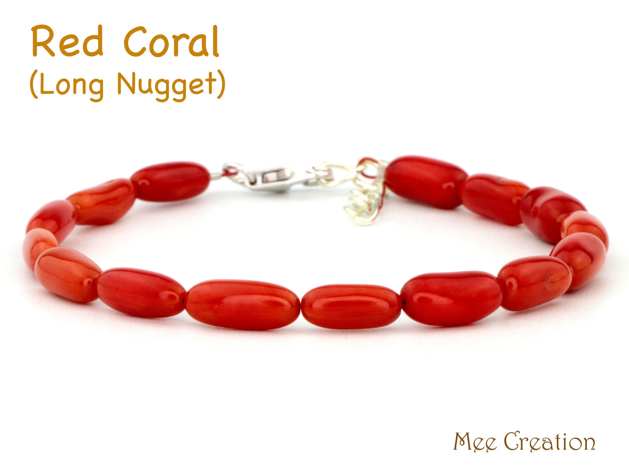 Genuine Red Coral Bracelet, Dainty Red Coral Bracelet, Red Coral ...