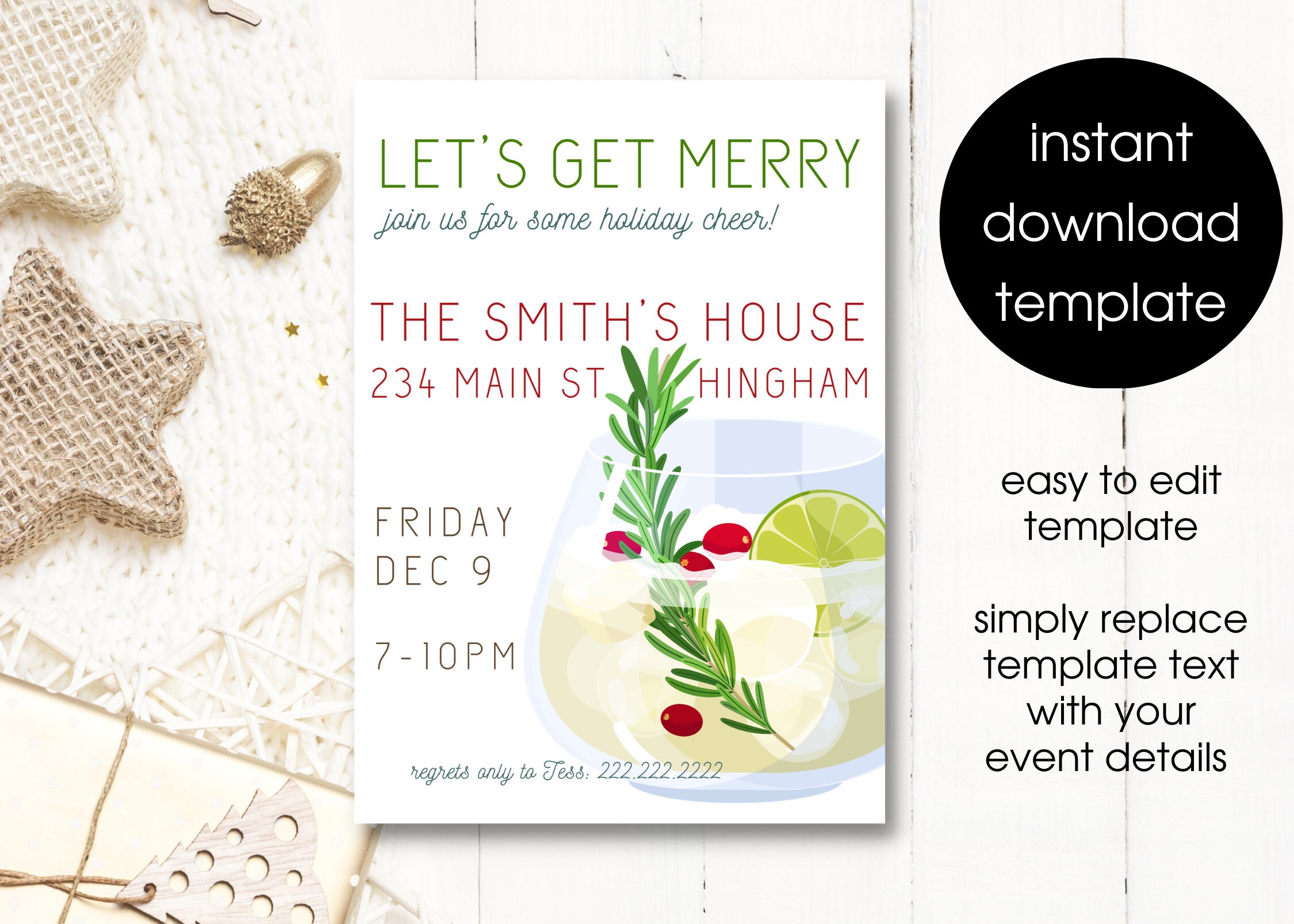 EDITABLE Holiday Party Invitation, Printable Invitation for Holiday ...