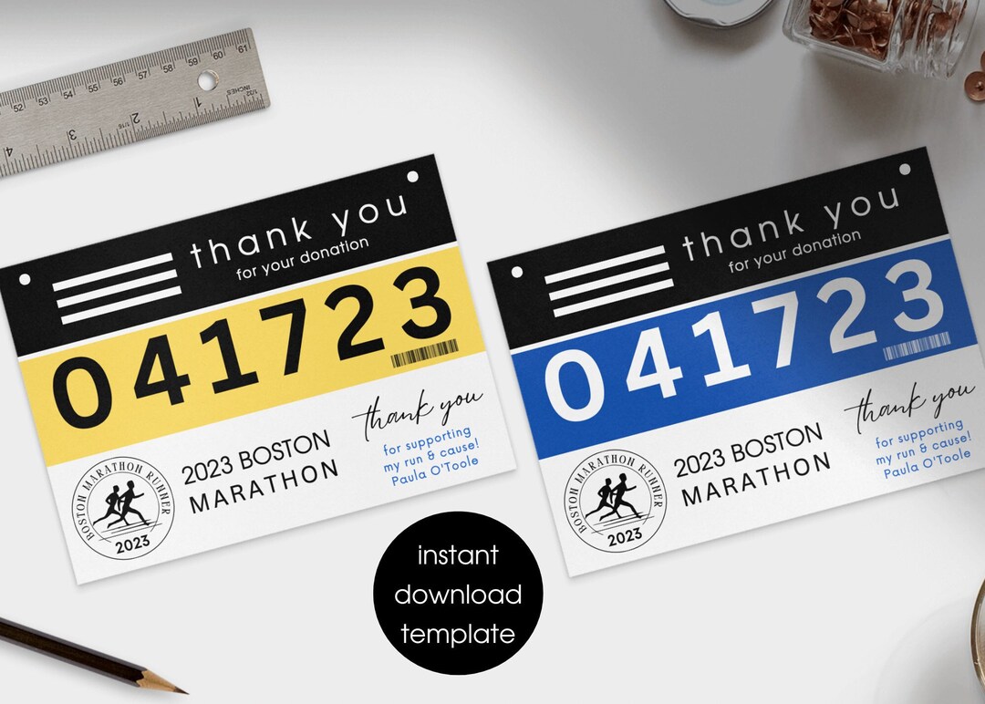 Race Bib Thank You Cards - Custom Racer Runner Thank You for Donation ...
