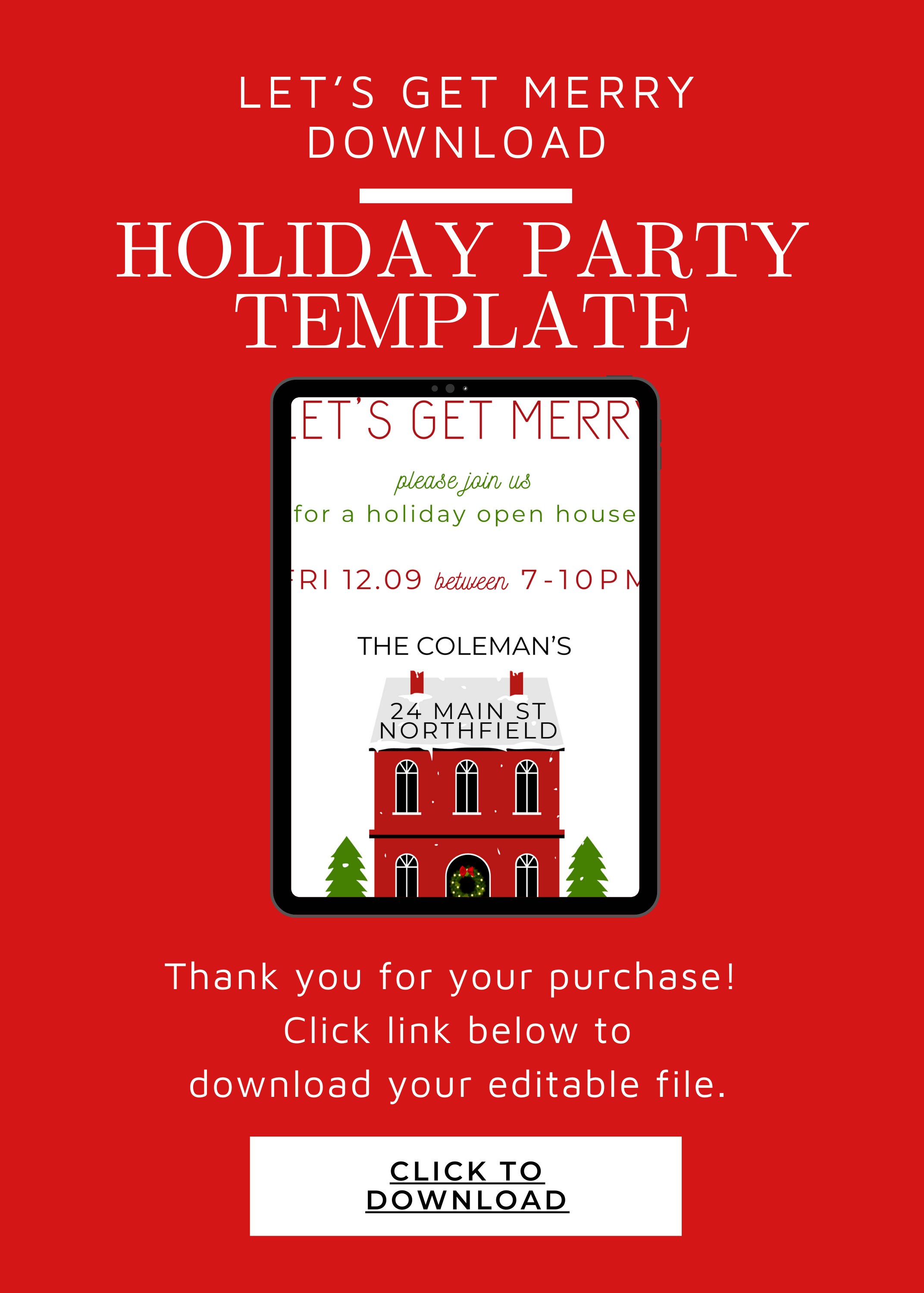 EDITABLE Holiday Party Invitation Printable Christmas - Etsy