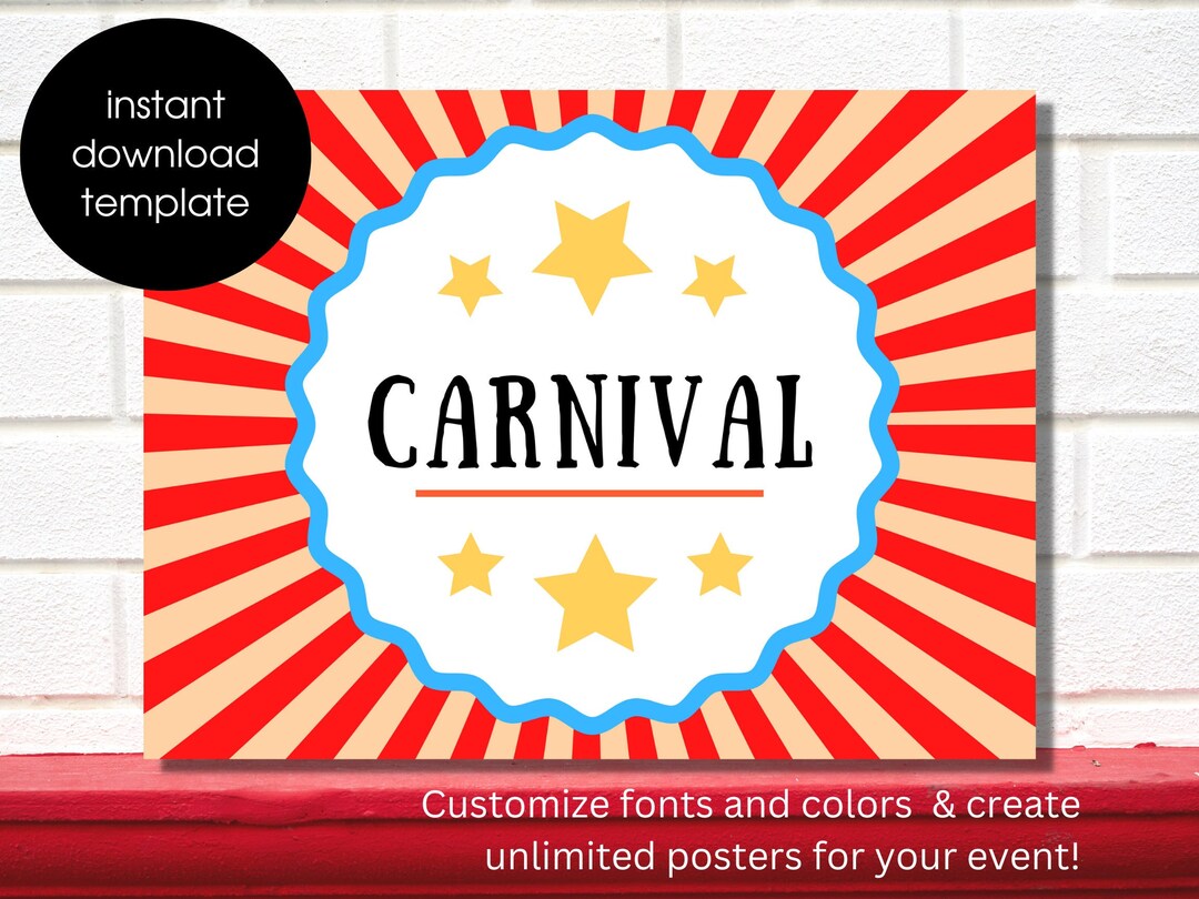 Carnival Party Posters - Carnival PTO Event - Carnival Posters ...