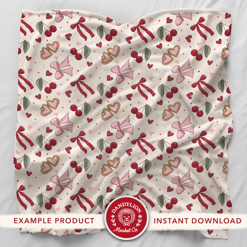 Valentine Seamless Pattern Bundle | Cherry & Bow Coquette Hearts ...