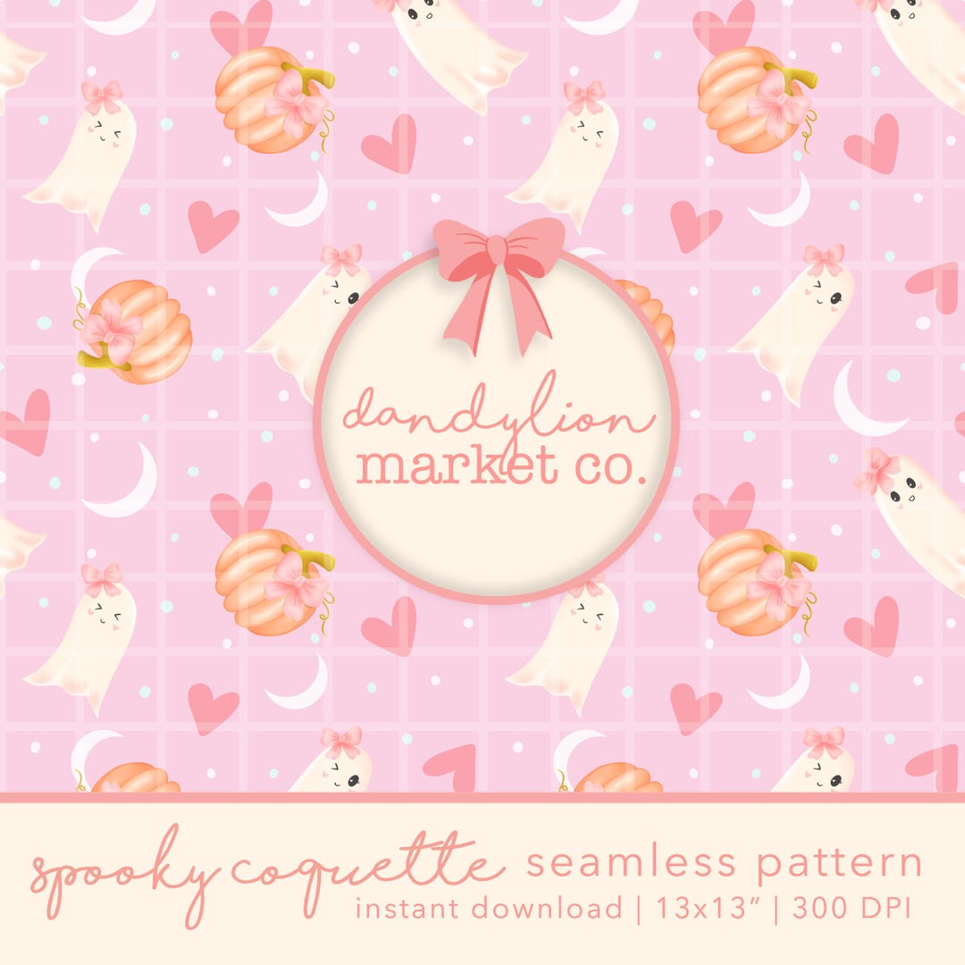 Pastel Pink Halloween Digital Paper: Coquette Ghosts, Pumpkins & Bows ...