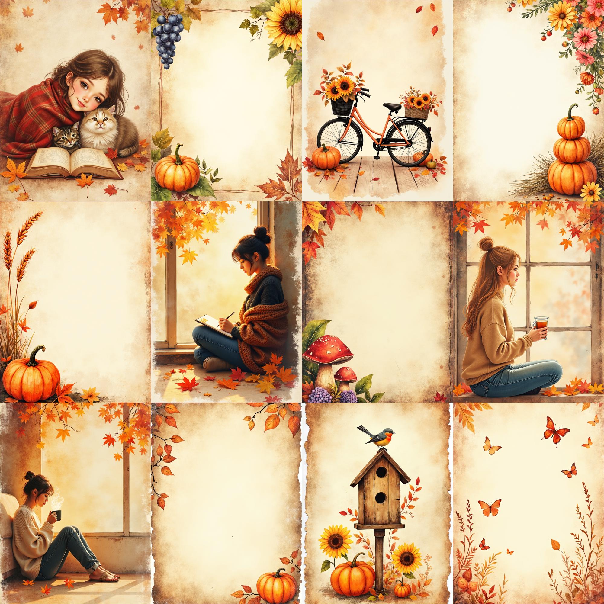 Cozy Autumn Junk Journal Kit, 40 Printable Pages, Vintage Fall Themes ...