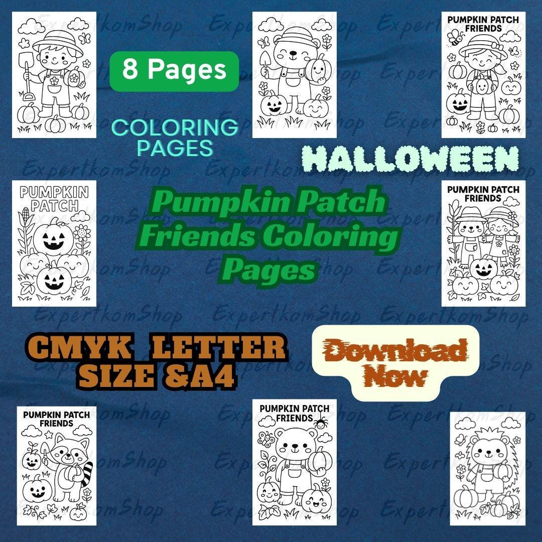 Pumpkin Patch Friends Coloring Pages | Fall Kids Printable | A4 AND US ...