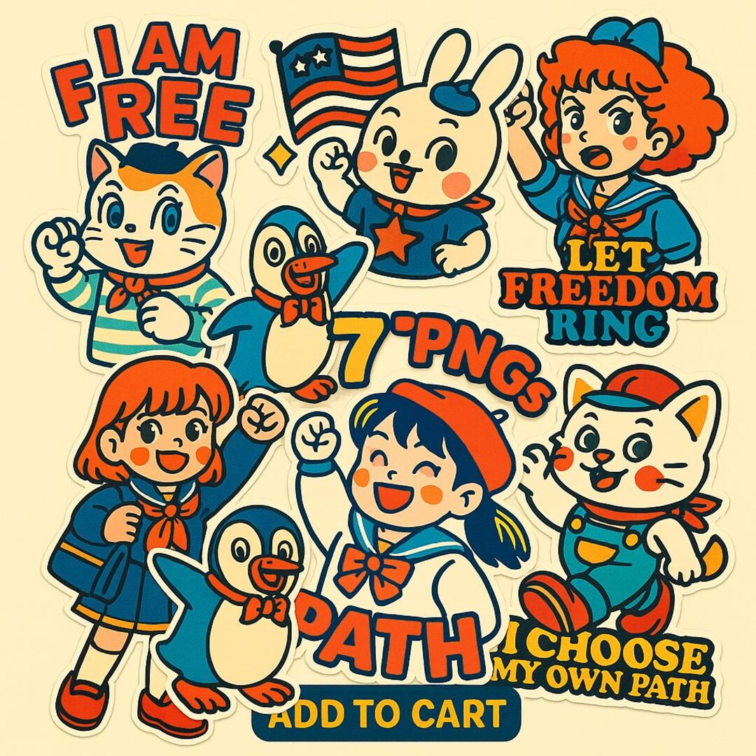 Japanese Girl Affirmation Sticker Set Freedom Motivationa Sticker PNG ...