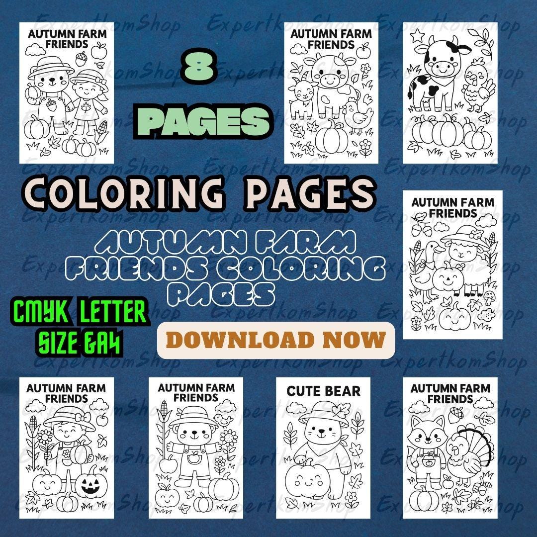 Autumn Farm Friends Coloring Pages | 8 Cute Fall Printable Sheets | A4 ...