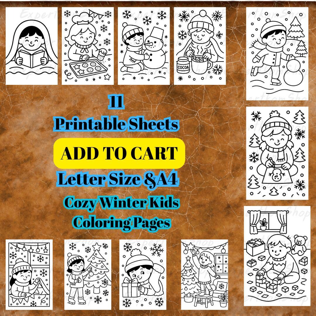 Cozy Winter Kids Coloring Pages – 10 Printable Sheets | A4 & Letter ...