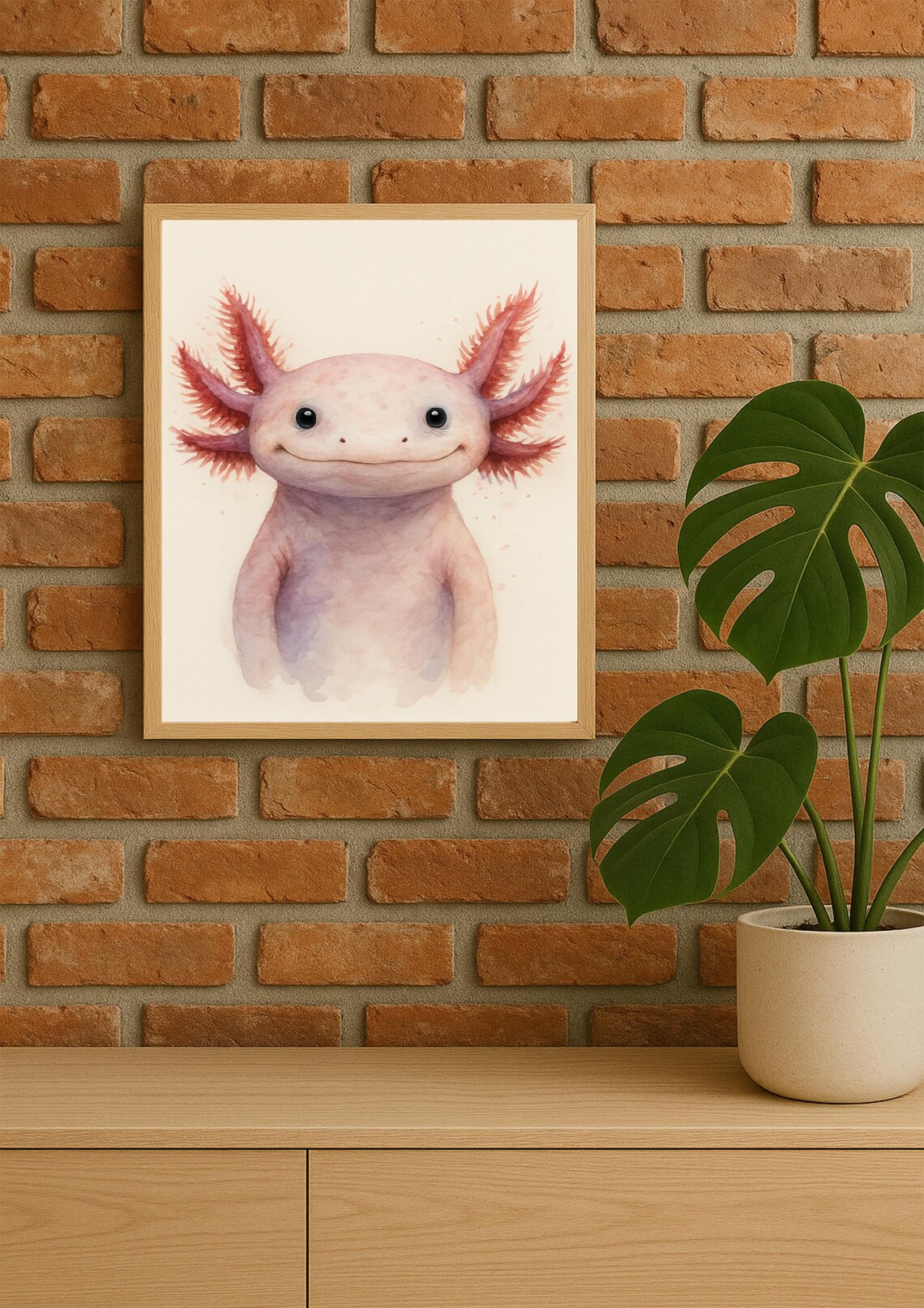 Cute Watercolor Axolotl Printable – Baby Axolotl Wall Art – Nursery ...