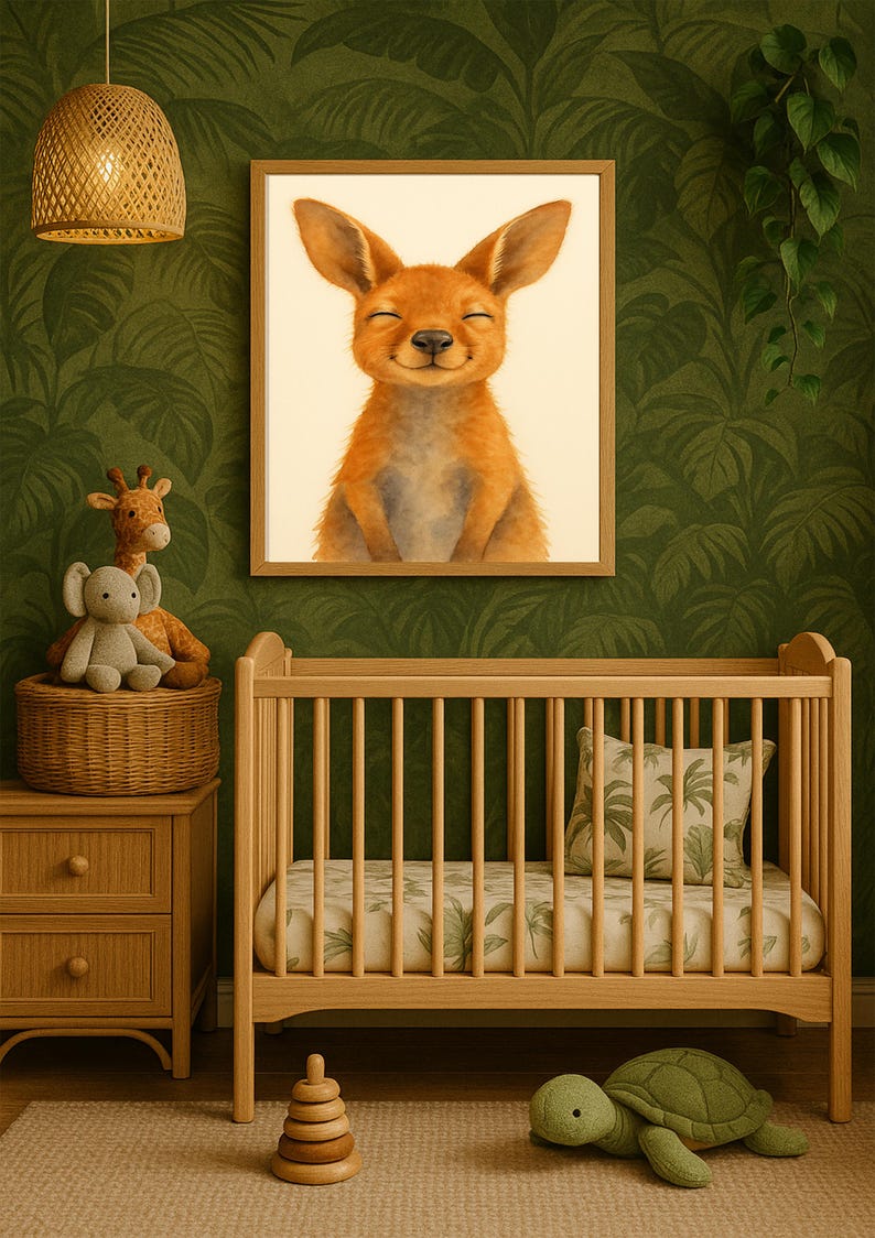 Cute Watercolor Kangaroo Printable – Baby Kangaroo Wall Art – Nursery ...