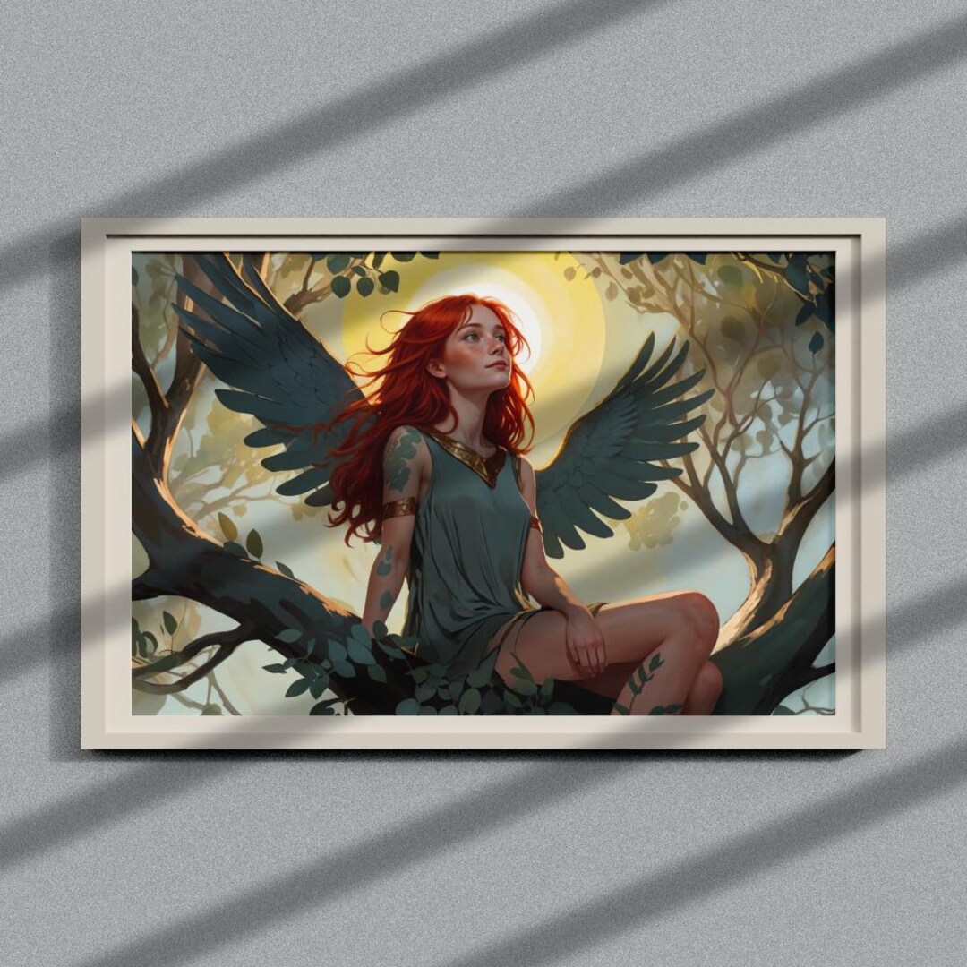 Red Haired Fairy Girl Forest Nymph Portrait Celtic Fairy Harpy Girl ...