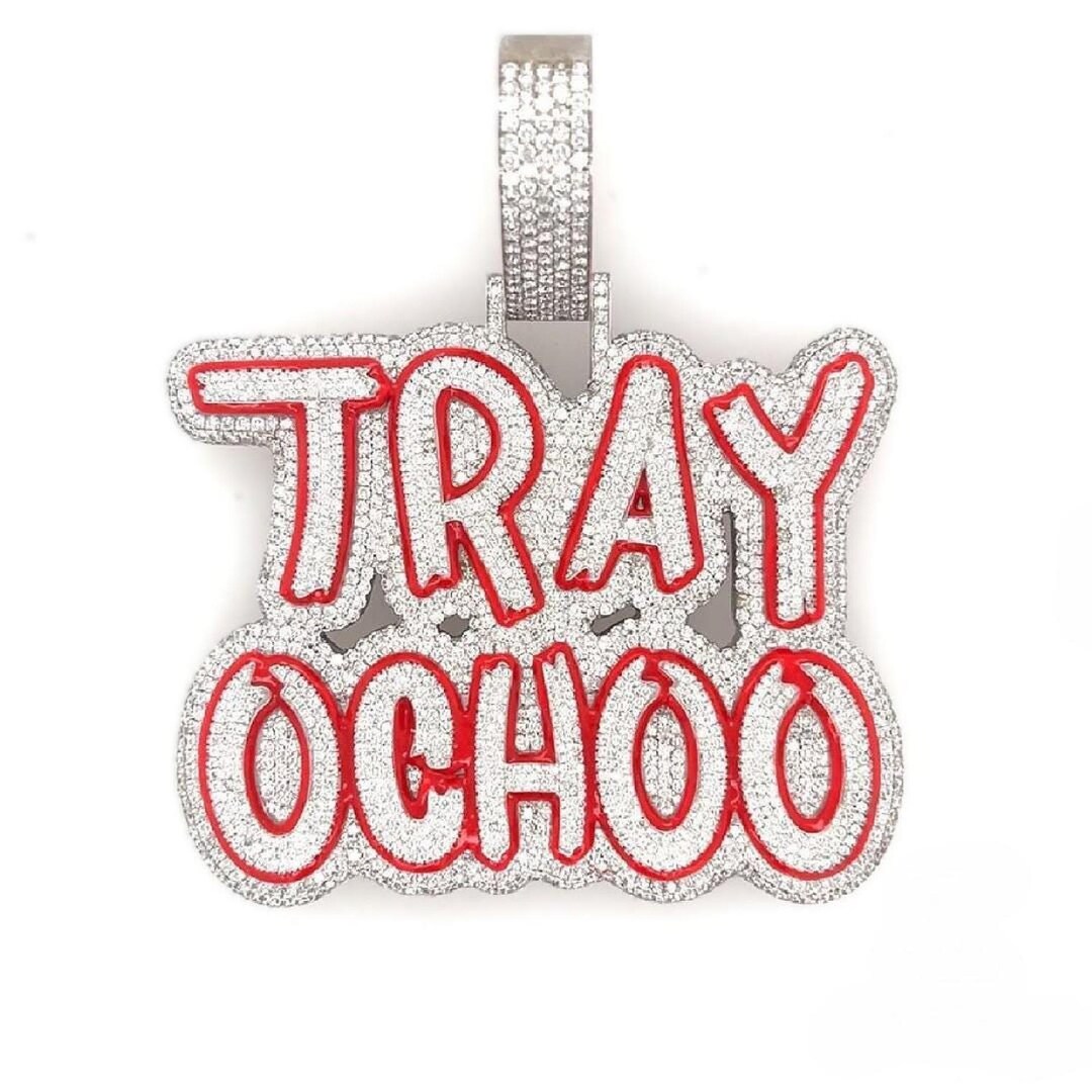 Custom TRAY OCHOO Pendant – Iced Out Moissanite Name Necklace in 925 ...