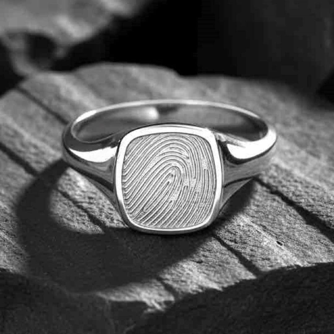 Fingerprint Signet Ring • Personalized Engraved Statement Ring • Custom ...