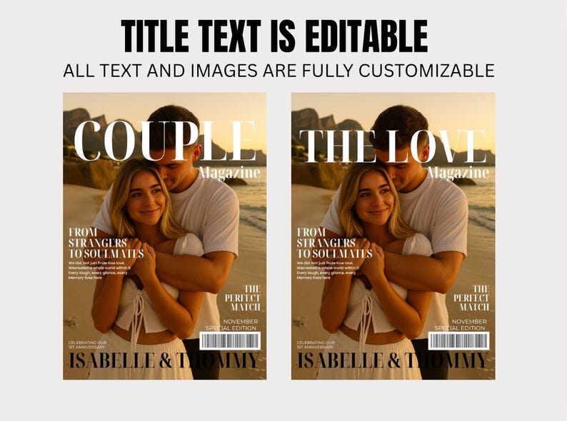 Canva Couple Magazine Template, Custom Anniversary Gift for Boyfriend ...