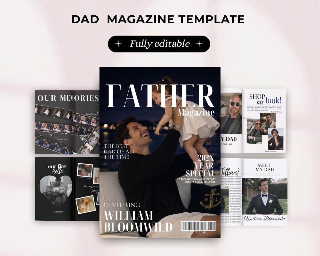 Dad Magazine Template, Ultimate Personalized Gift for Dad, Father’s Day ...