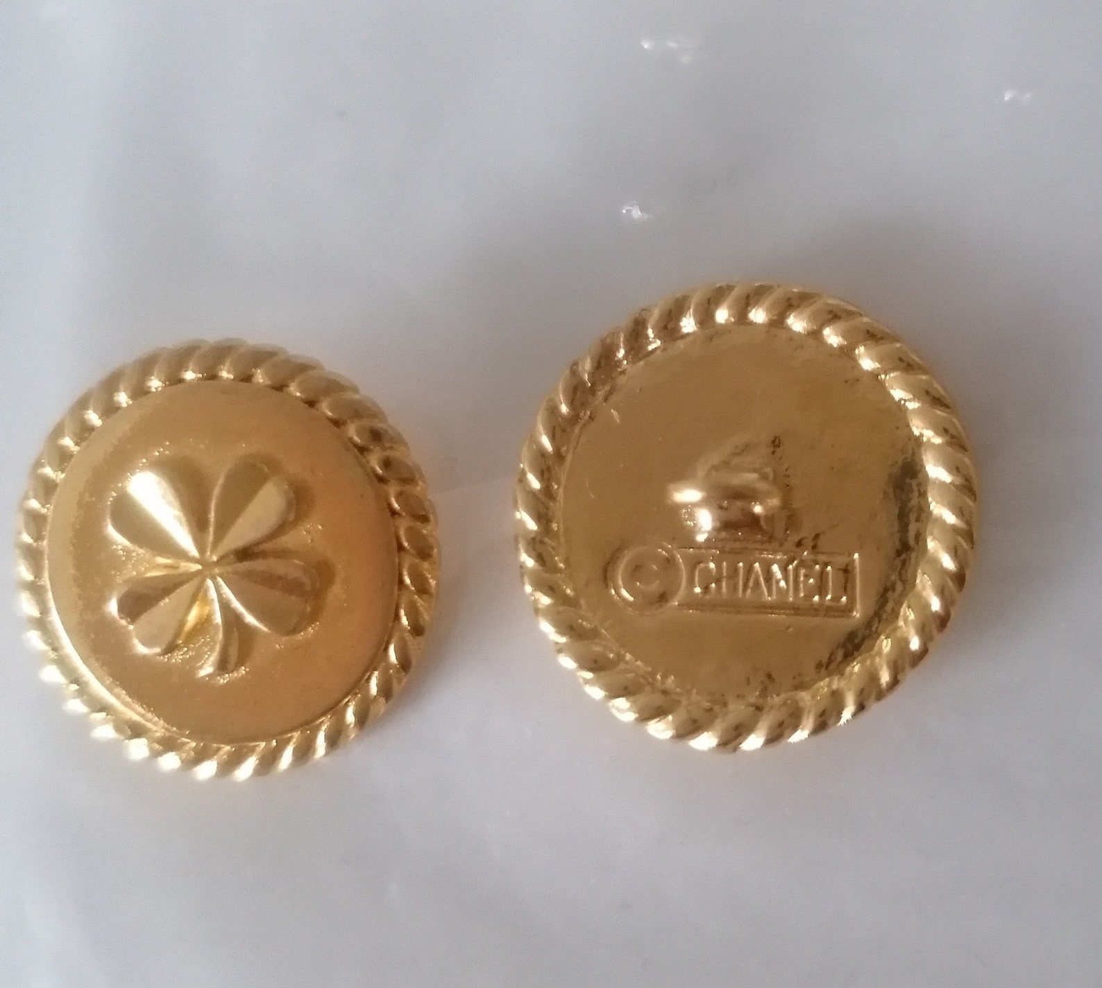 CHANEL Gold Plated Clover Buttons Fall-winter Collection 87 - Etsy