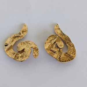Vintage YVES SAINT LAURENT Gold-tone Scroll Earrings by Robert - Etsy