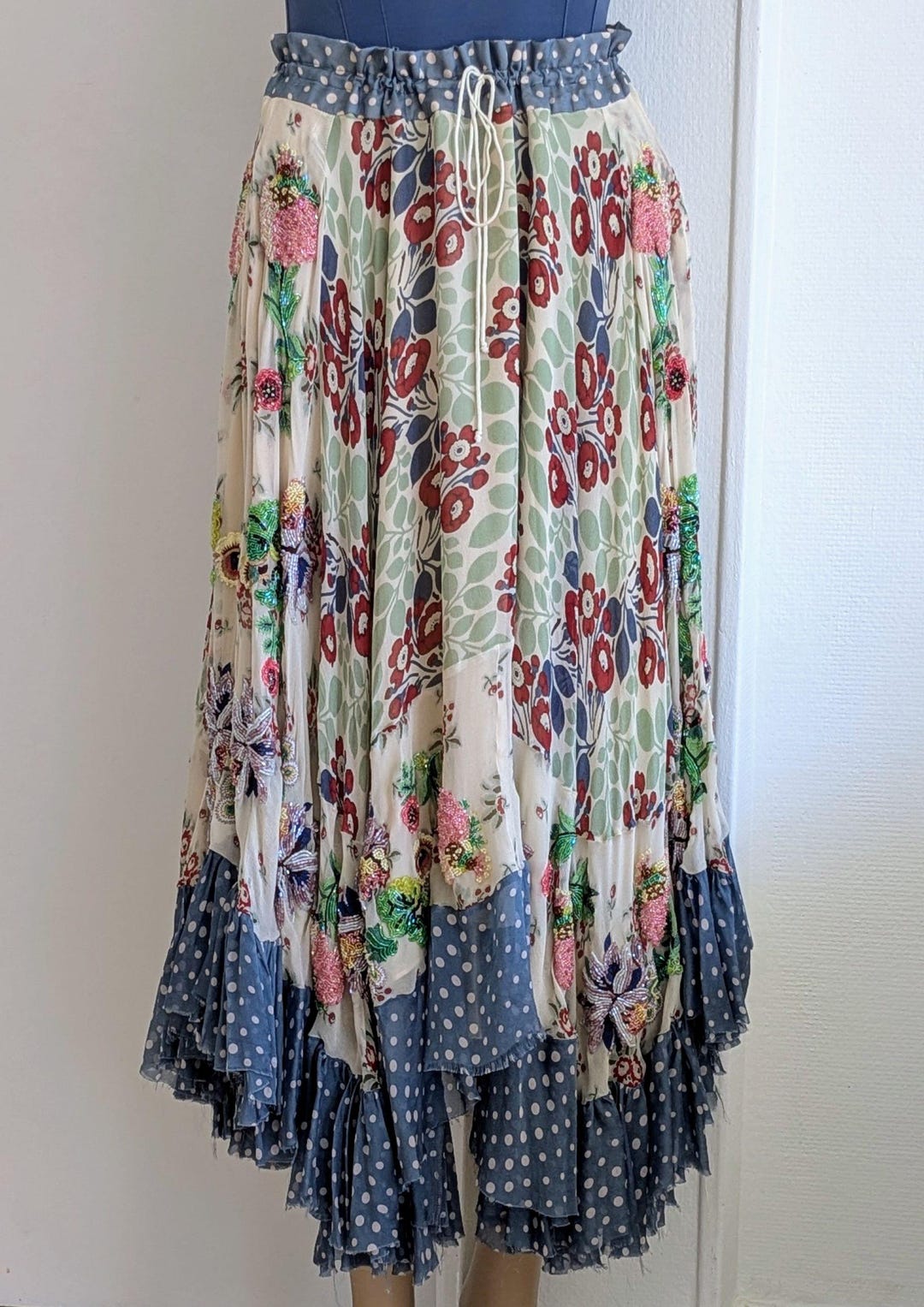KENZO Vintage Jupe Fleur Romantique D'été En Soie Kenzo Défilé Jupe ...