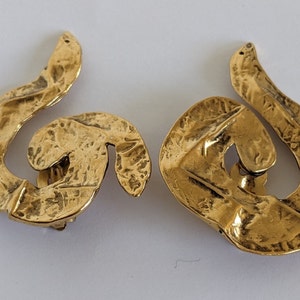 Vintage YVES SAINT LAURENT Gold-tone Scroll Earrings by Robert - Etsy