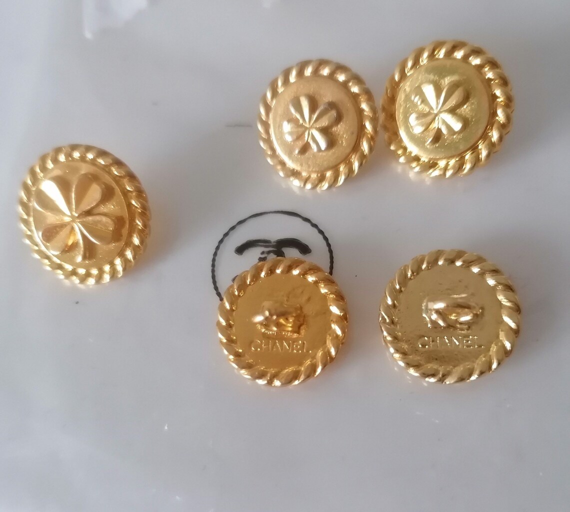 CHANEL Gold Plated Clover Buttons Fall-winter Collection 87 - Etsy