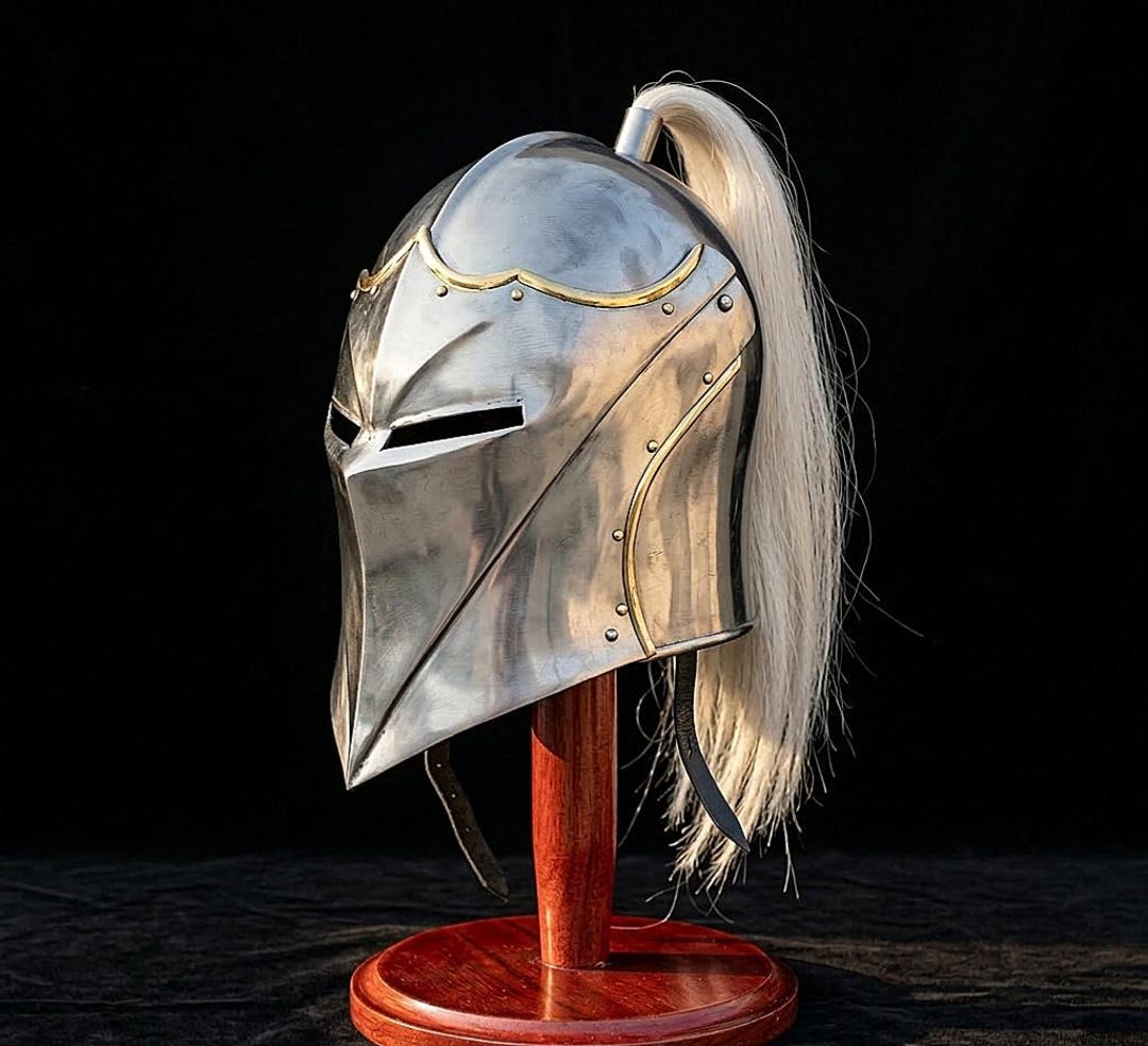 Personalized Medieval Knight Helmet – Steel Armor Helm With Plume ...