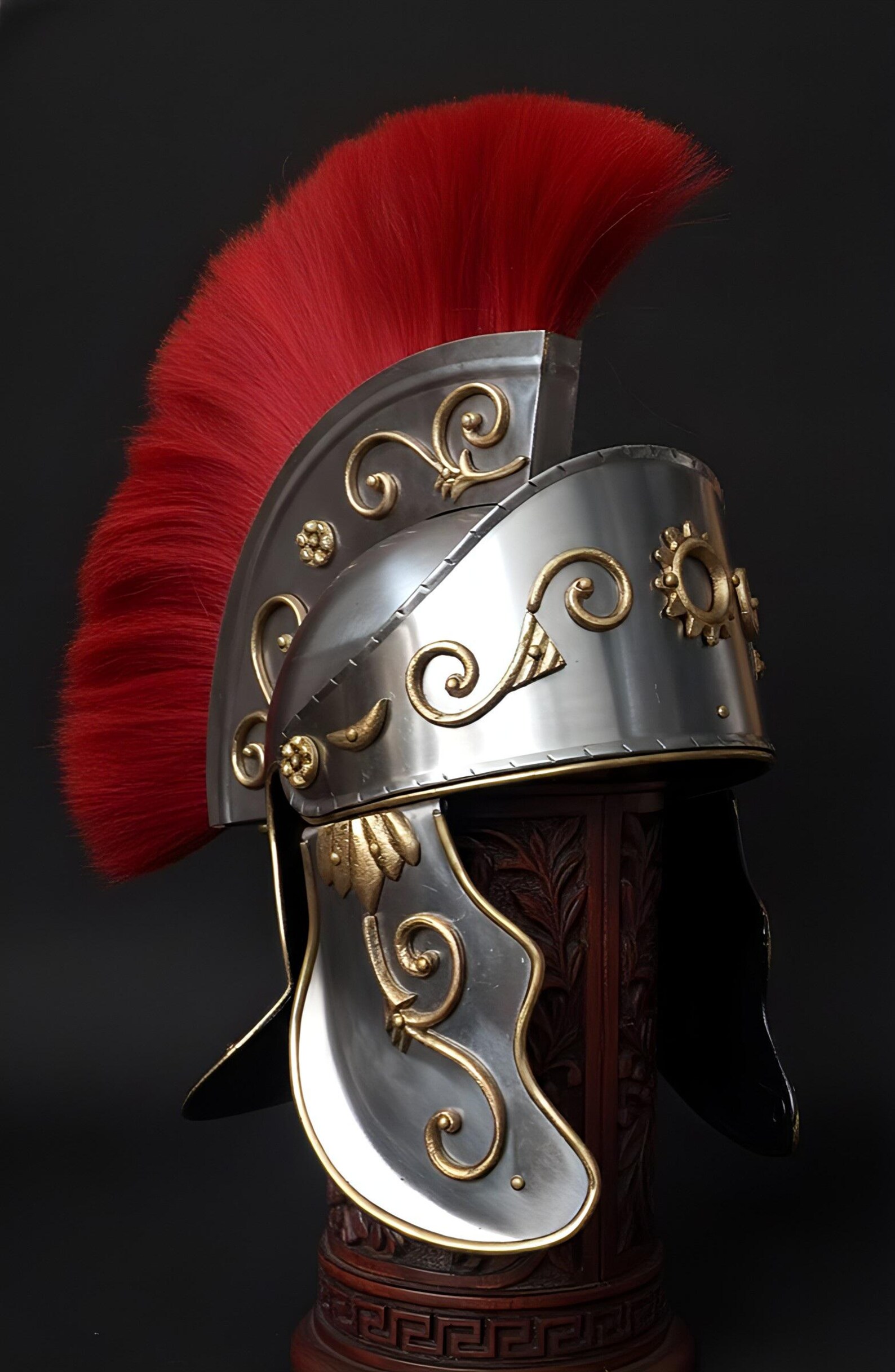 Personalized Roman Gladiator Helmet: 18 Gauge Steel, Red Crest, Cosplay ...