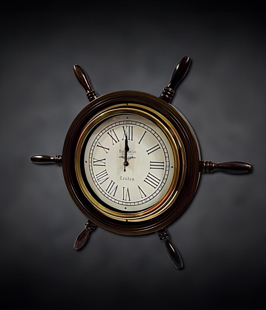 Personalized Nautical Ship Wheel Wall Clock: Vintage Maritime Brass ...