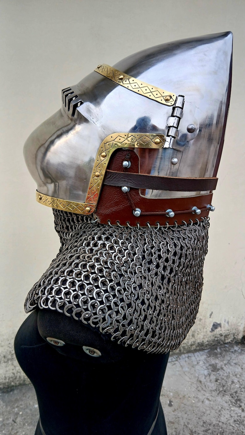 Medieval Pig Face Bascinet Helmet: 14 Gauge Stainless Steel Knight ...