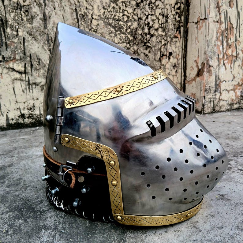 Medieval Pig Face Bascinet Helmet: 14 Gauge Stainless Steel Knight ...