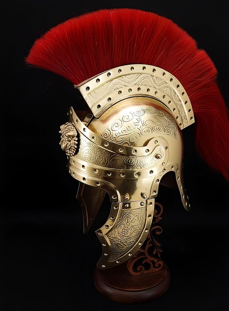 Personalized Roman Gladiator Helmet Replica: 16 Gauge Steel, Brass ...