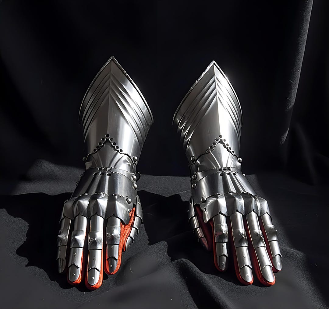 Personalized 16 Gauge Steel Gothic Gauntlets: Medieval Knight Armor ...