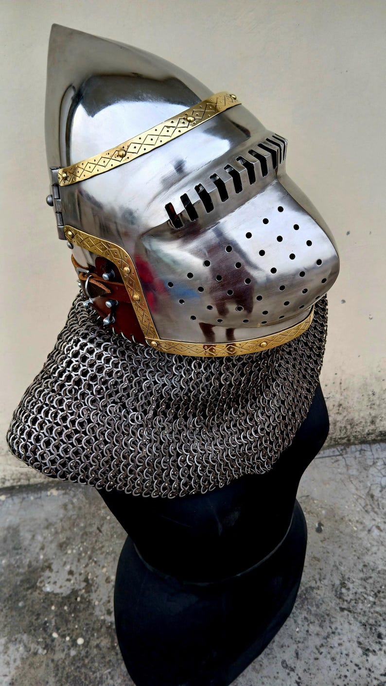 Medieval Pig Face Bascinet Helmet: 14 Gauge Stainless Steel Knight ...