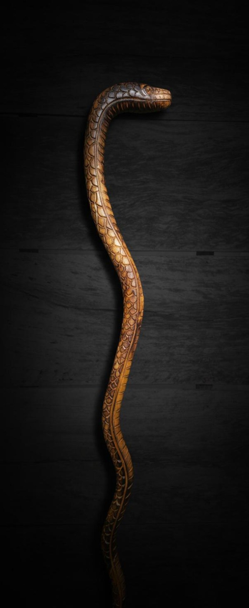 Personalized Hand Carved Ash Wood Snake Walking Stick: Cobra Serpent ...