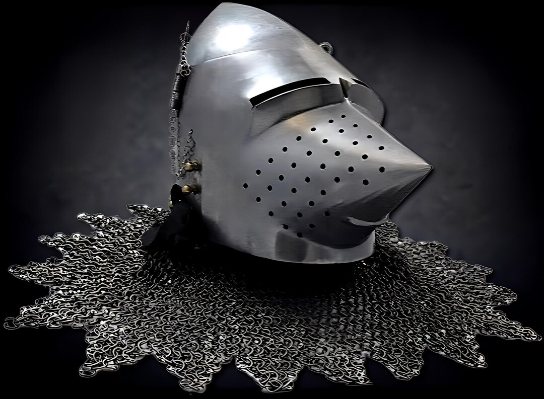 Handmade Steel Knight Helmet With Chainmail - Medieval Armor Cosplay - Etsy