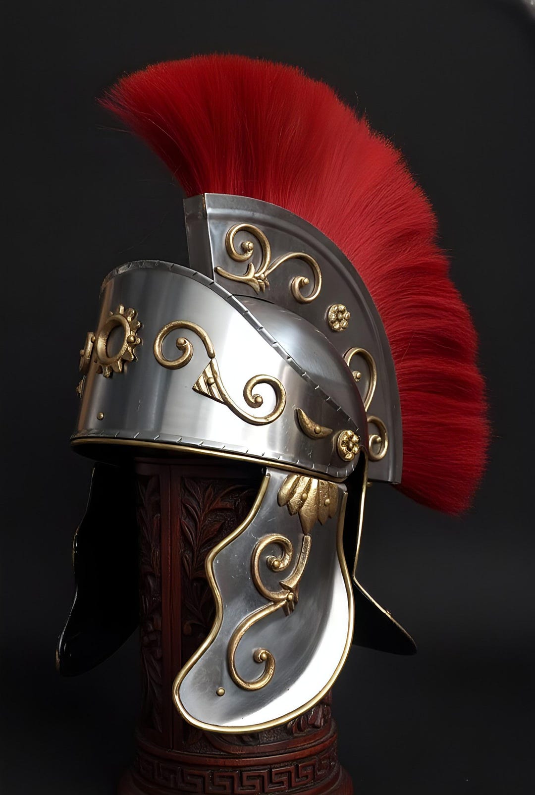 Personalized Roman Gladiator Helmet: 18 Gauge Steel, Red Crest, Cosplay ...