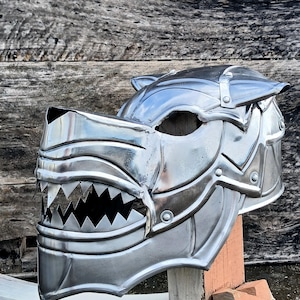 Personalized Handmade Steel Wolf Helmet: Medieval Gothic Armor, Cosplay ...